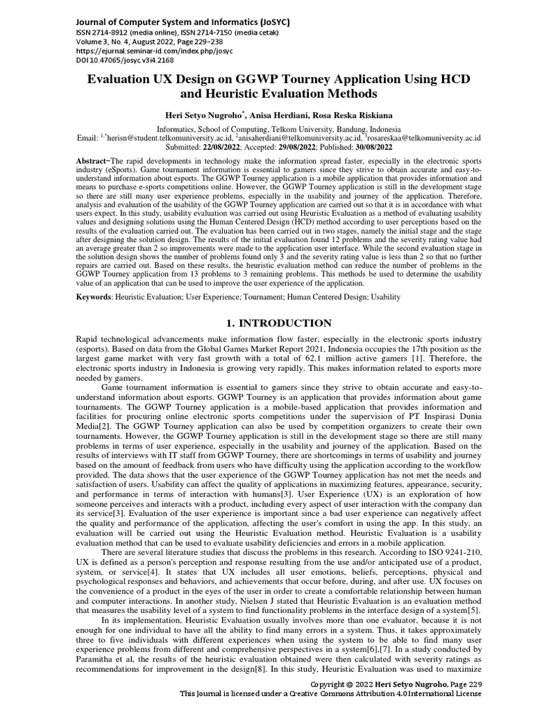 (2022) Evaluation UX Design On GGWP Tourney Application Using HCD and Heuristic Evalution ...