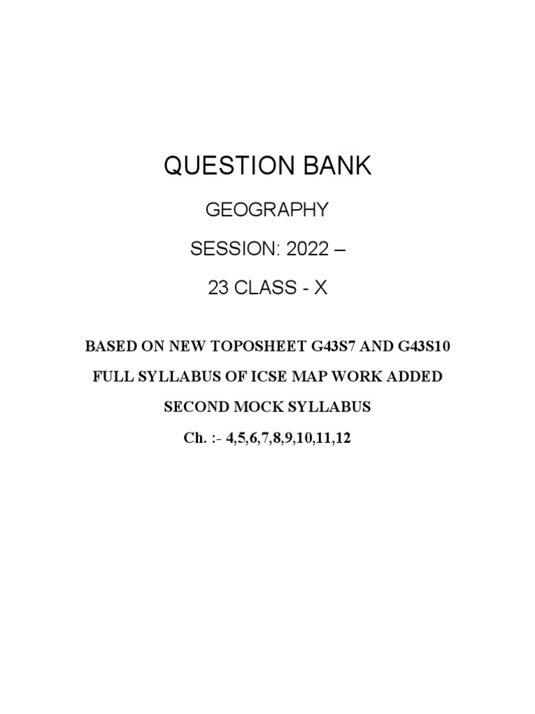 ICSE Geography Question Bank G43S7 & G43S10 | PDF | Monsoon | Rain