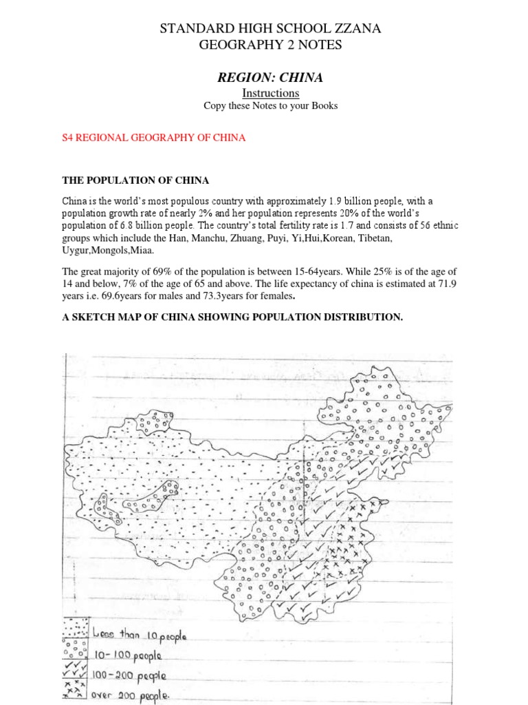 S.4 Geography 2 Notes China 1 | PDF | Cost Of Living | Agriculture