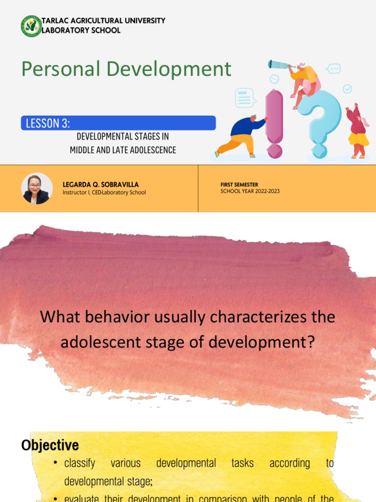Per Dev Developmental Stages in Middle and Late Adolescence | PDF