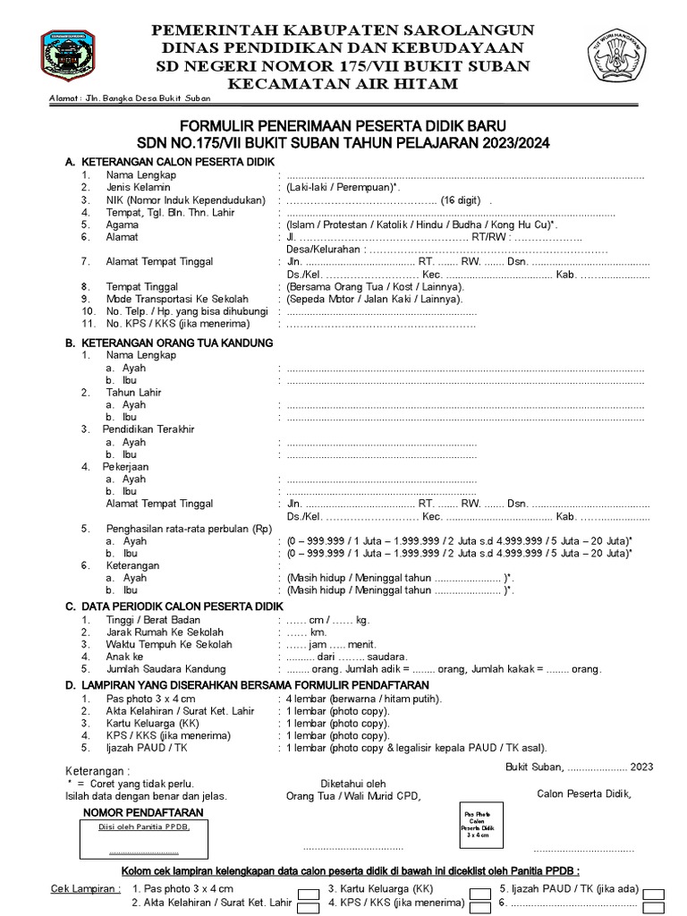 Formulir PPDB 2023 | PDF