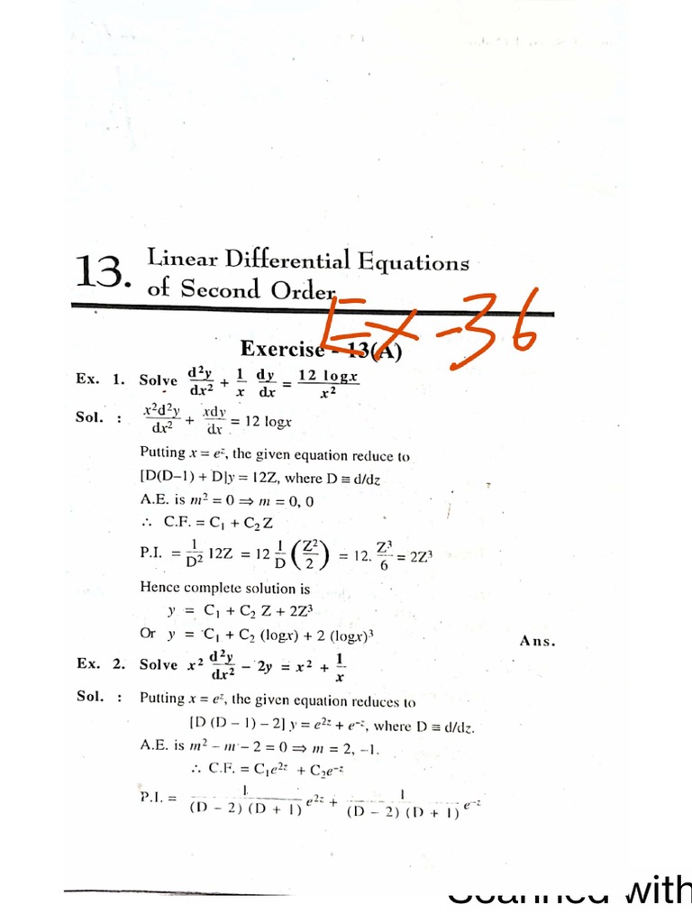 Solution of Linear Differential Equations of Second Order | PDF