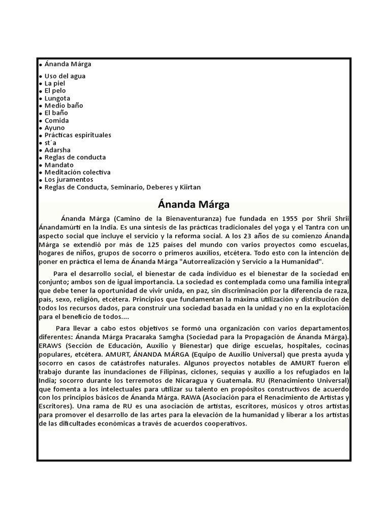 16 Puntos de Ananda Marga | PDF | Mente