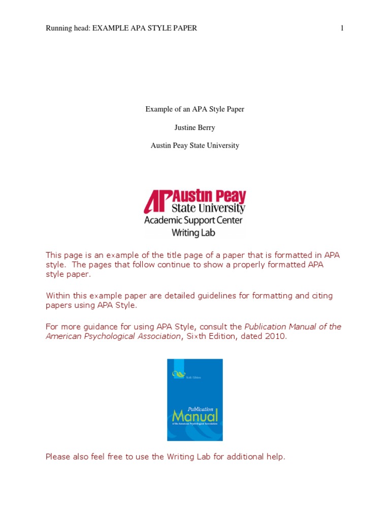 APA Example Paper | PDF | Apa Style | Citation