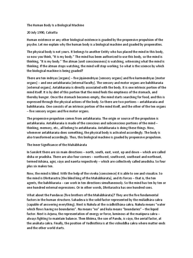 The Human Body Is A Biological Machine | PDF | Perception | Mind