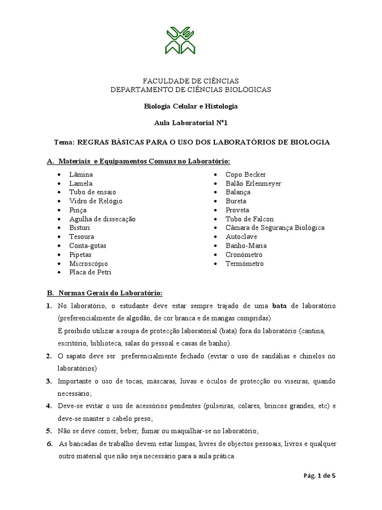 Aula Laboratorial No 1 BcH-2023 | PDF | Laboratórios | Barulho
