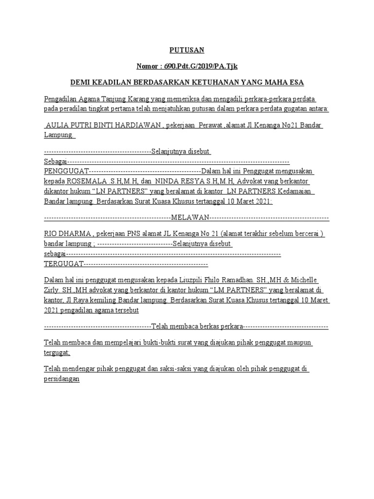 SURAT Putusan Hakim | PDF