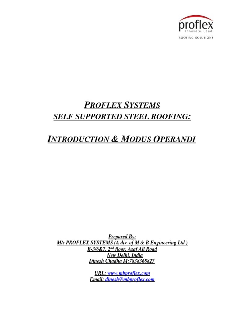 Modus Operandi - Proflex - Self Supported Roof - All Technical Details ...