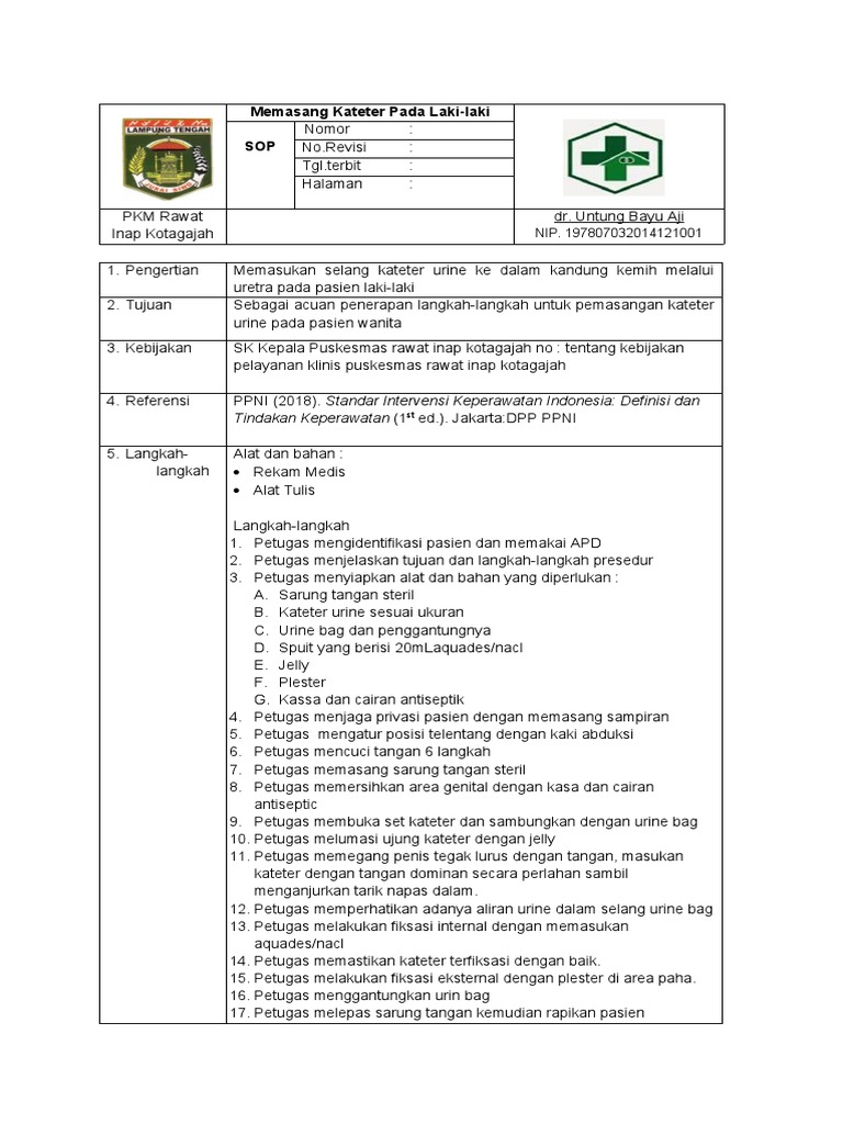 Sop Pemasangan Kateter Pada Laki2 .Rev1 | PDF
