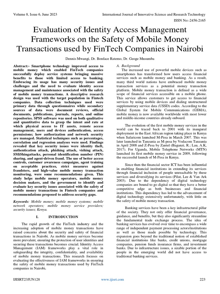 Evaluation of Identity Access Management Frameworks On The Safety of ... Evaluation of Identity Access Management Frameworks On The Safety of ...