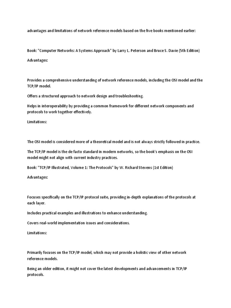 Advantages and Limitations of Reference Models | PDF | Internet ...