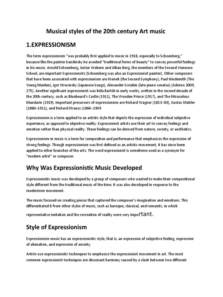 Expressionism NOTE | PDF | Expressionism | Musicology