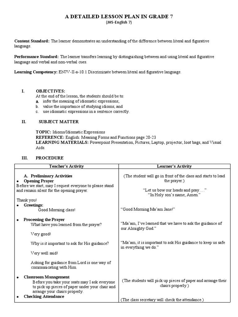 Final Rqa Detailed LP 22 23 | PDF | Idiom | Linguistics