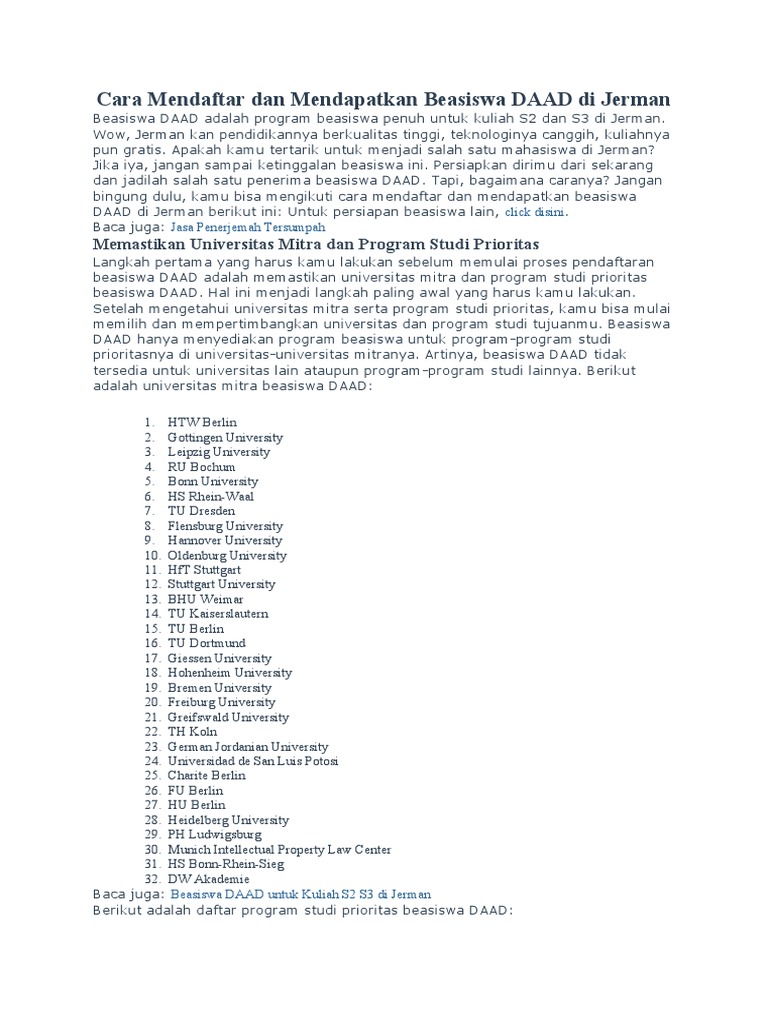 Cara Mendaftar Dan Mendapatkan Beasiswa DAAD Di Jerman | PDF | Seni