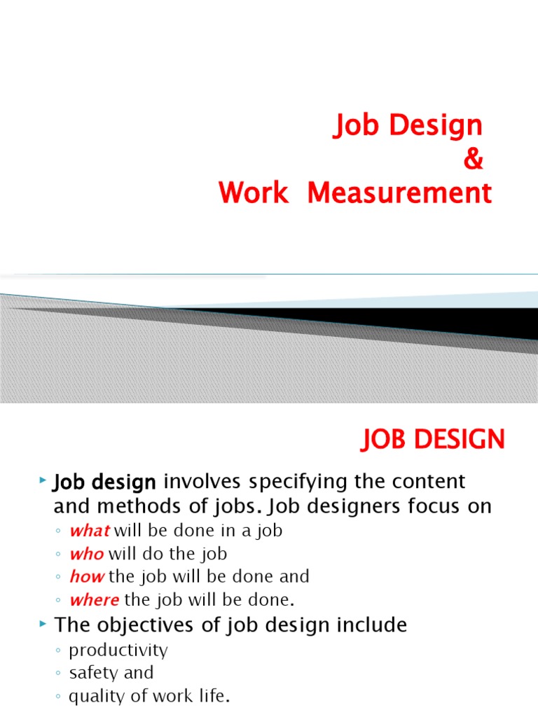 Session 5 Job Design And Work Measurement Pdf