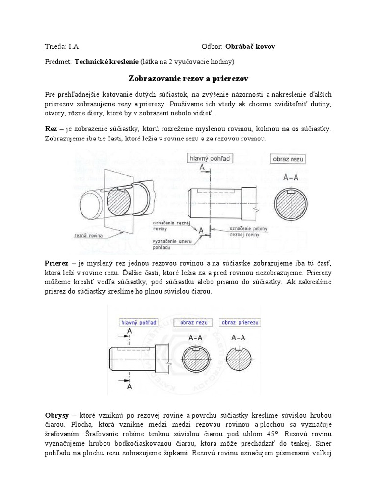 Rezy A Prierezy TKR I.roc. OK Lendakova | PDF
