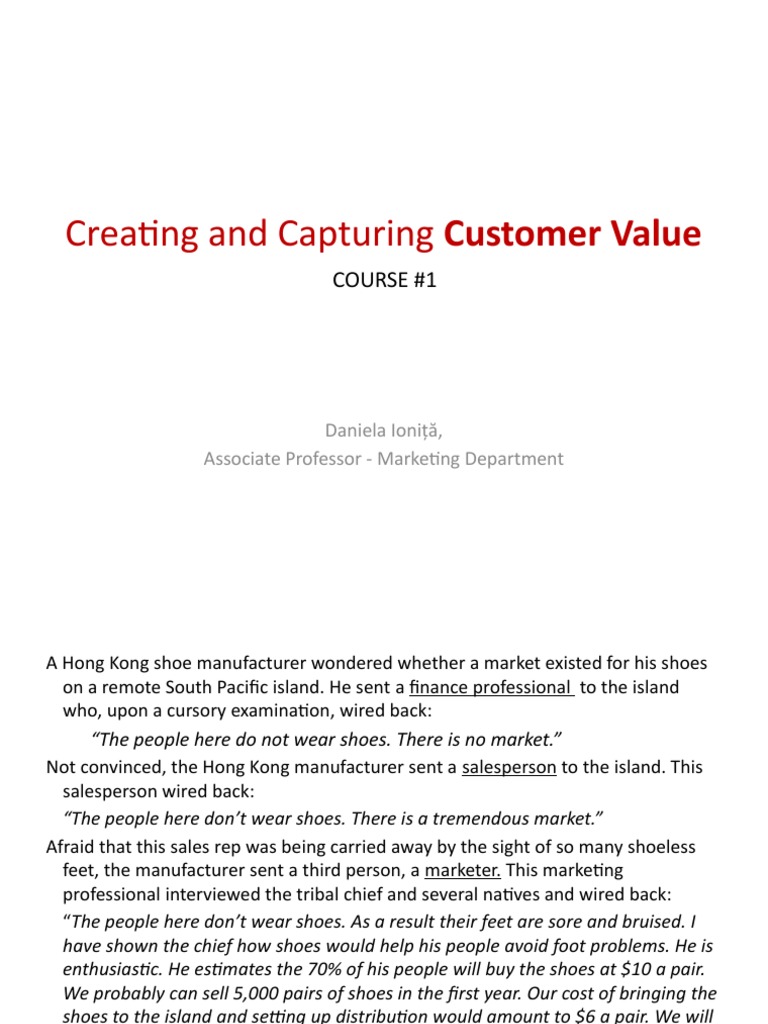 C1 - Creating and Capturing Value | PDF | Marketing | Customer