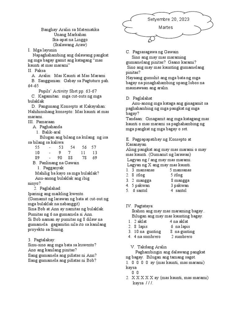 Banghay Aralin Sa Matematika Day 2-3 | PDF Banghay Aralin Sa Matematika Day 2-3 | PDF