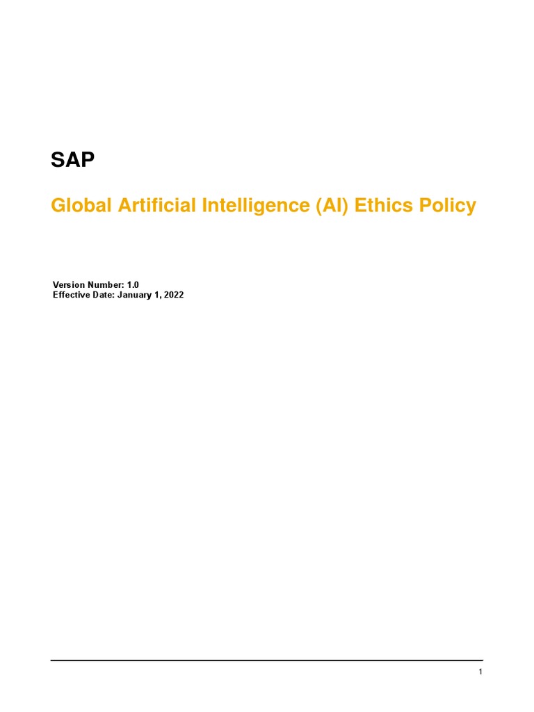 SAP Global AI Ethics Policy | PDF | Artificial Intelligence | Intelligence (AI) & Semantics