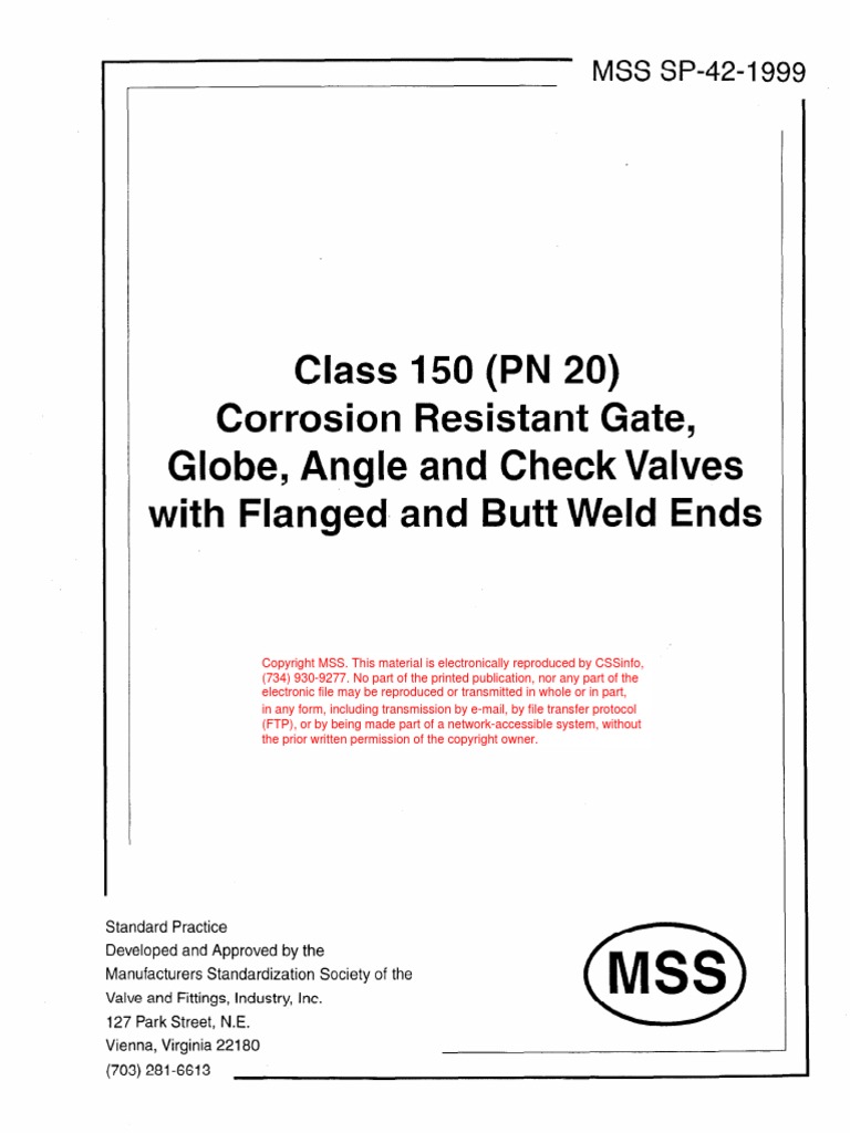 MSS SP-42-1999 | PDF | Pipe (Fluid Conveyance) | Valve