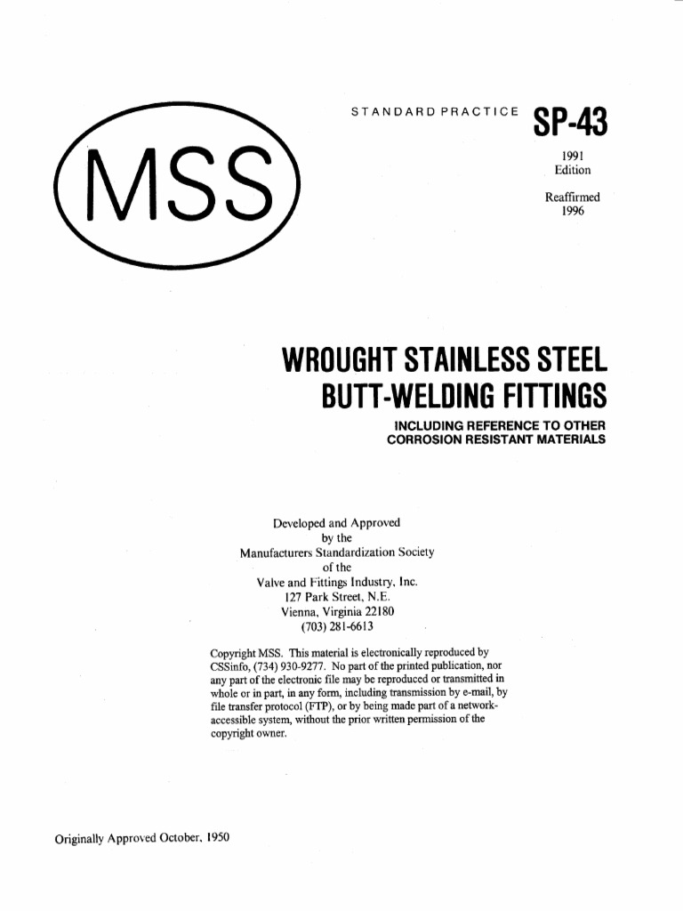 MSS SP-43-1993 | PDF