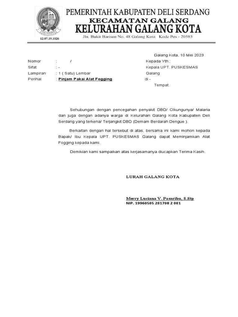 Surat Pengantar Fogging | PDF