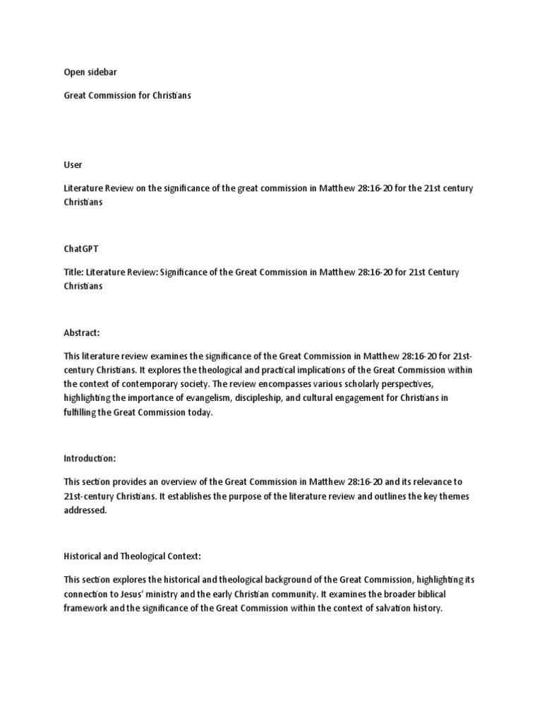 Significance of The Great Commission in Matthew | PDF | Disciple ...