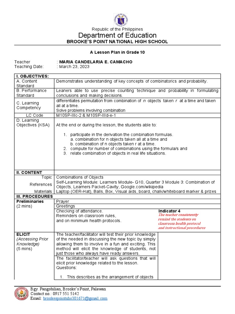 LP with ANNOTATIONS-Q3 Combinations Derived | PDF | Learning | Teachers