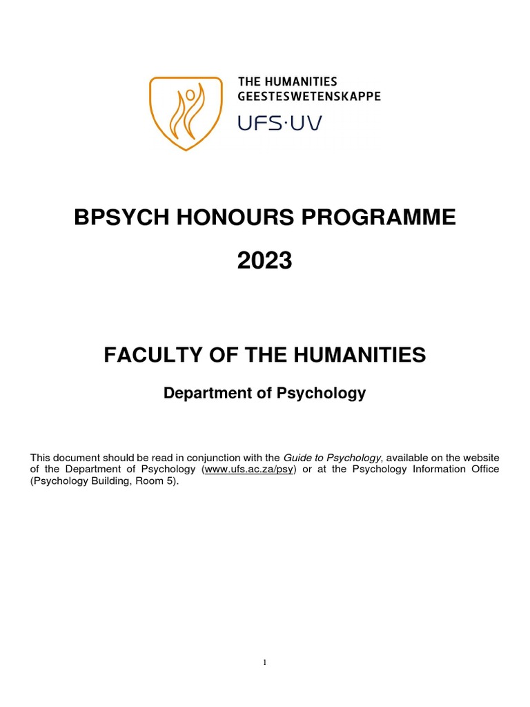 2023 Honours Brochure | PDF | Psychotherapy | Methodology
