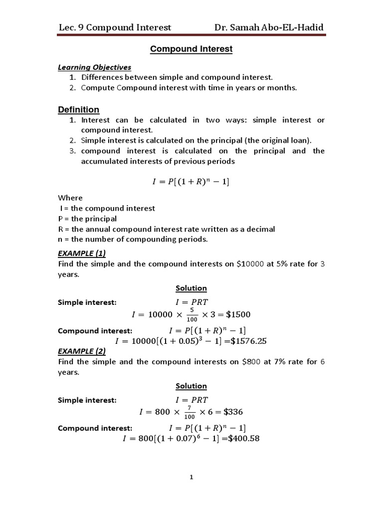 Compound Interest | PDF | Compound Interest | Interest