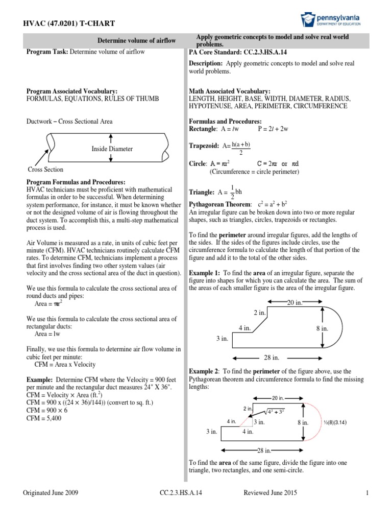 HVAC T-Chart - Solve Problems Using Operations | PDF | Area | Duct (Flow)