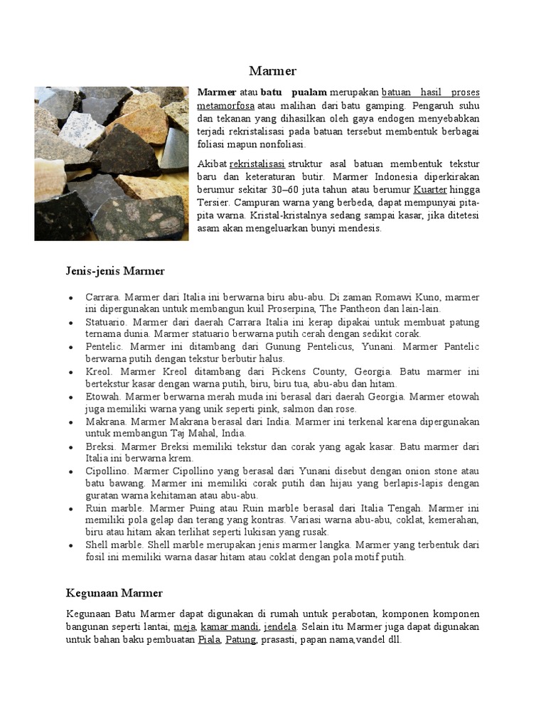 Batu Marmer Dan Gamping | PDF