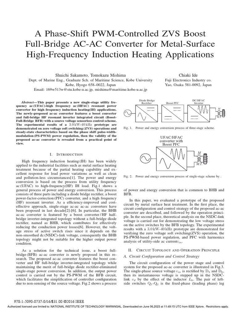A Phase-Shift PWM-controlled ZVS Boost Full-Bridge AC-AC Converter For Metal-Surface High ...