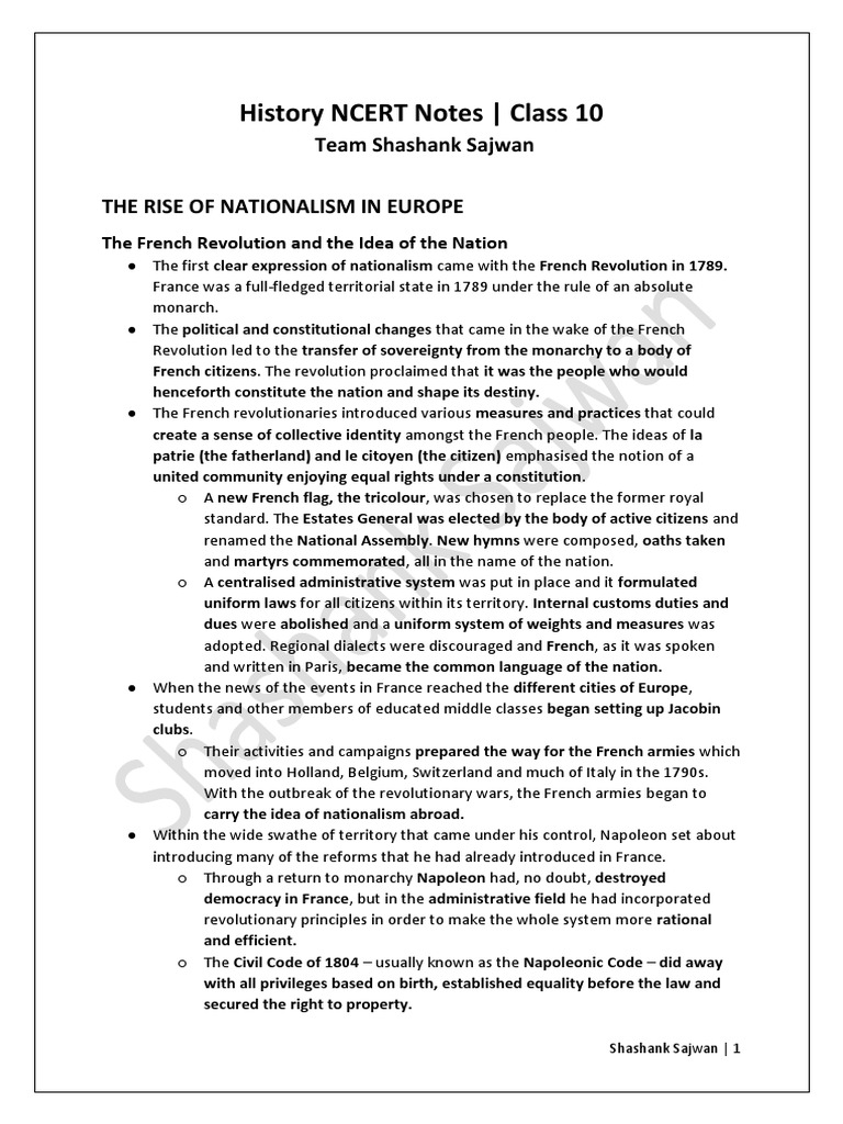 Class 10 History: Nationalism in Europe | PDF | Mahatma Gandhi | Balkans