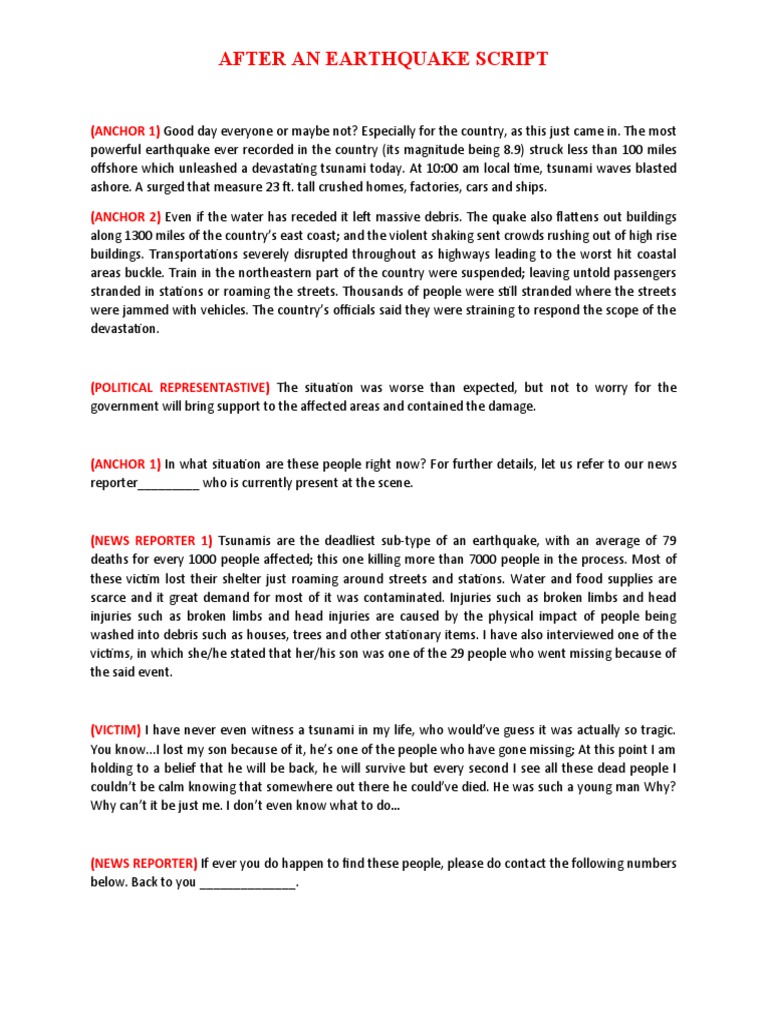 After an Earthquake (Science)-Project | PDF | Earthquakes | Tsunami