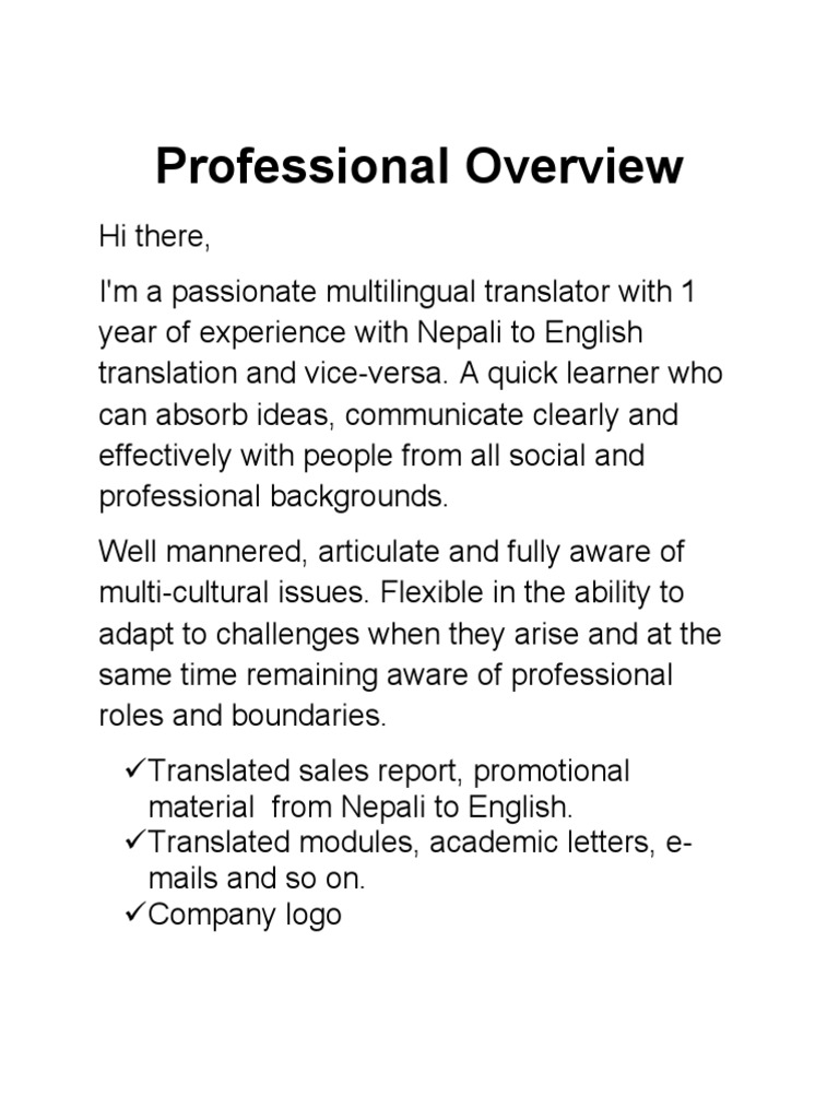 Professional Overview | PDF