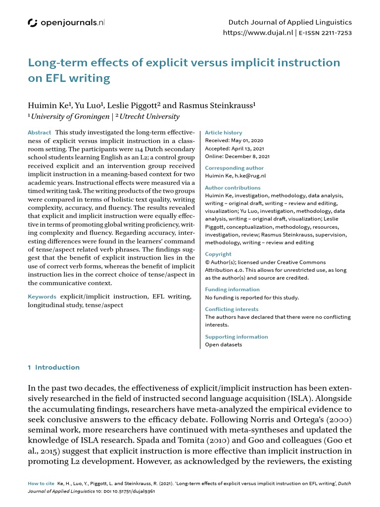 Long-Term Effects of Explicit Versus Implicit Inst | PDF | Second ... Long-Term Effects of Explicit Versus Implicit Inst | PDF | Second ...