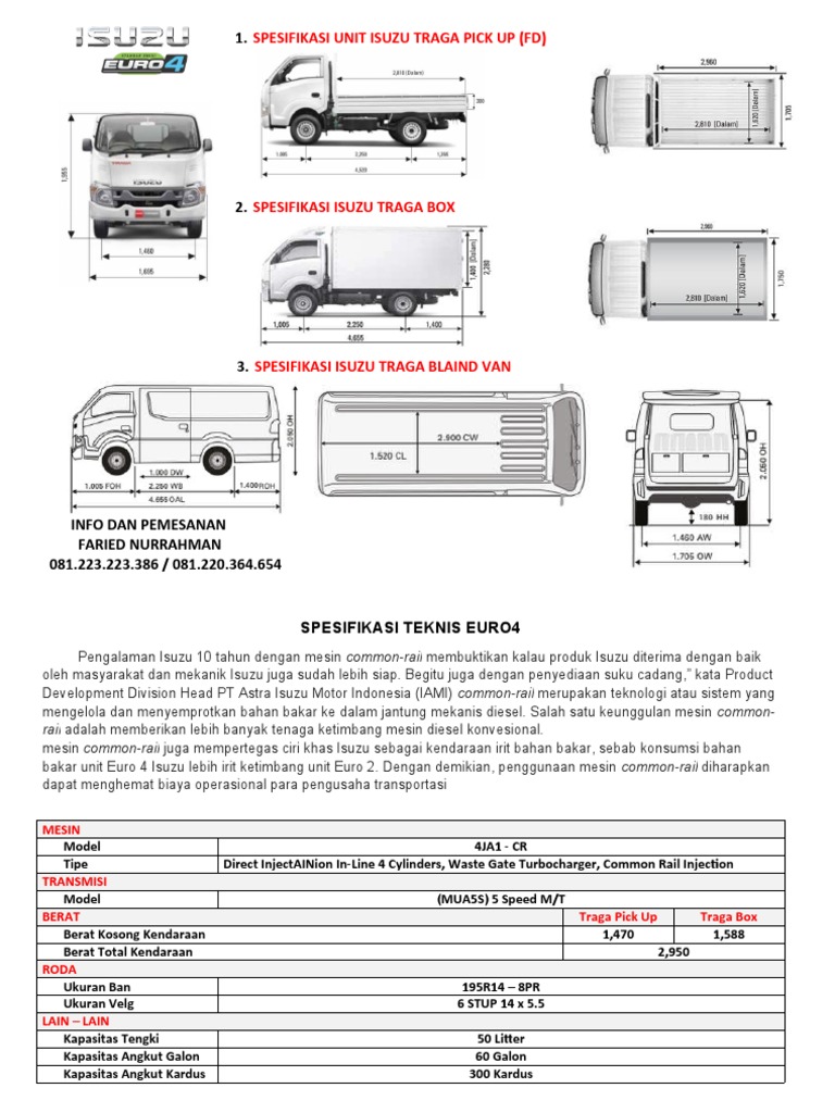 Spesifikasi Isuzu Traga Pick Up dan Box | PDF