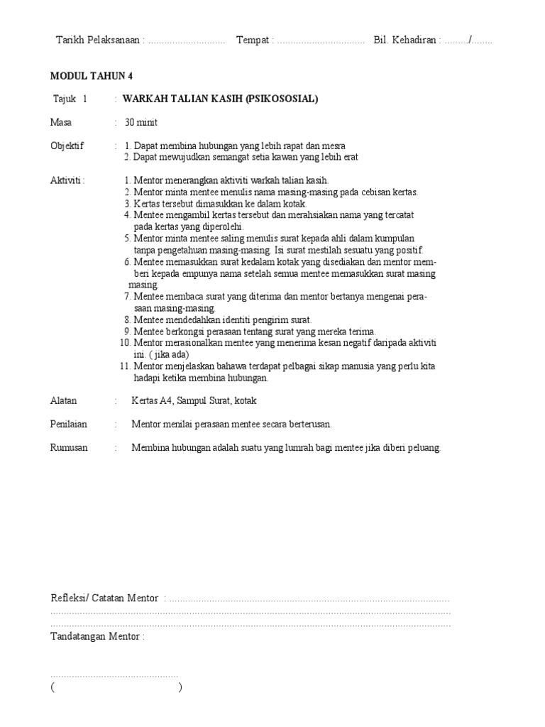 Modul Mentor Mentee Tahun 4 | PDF