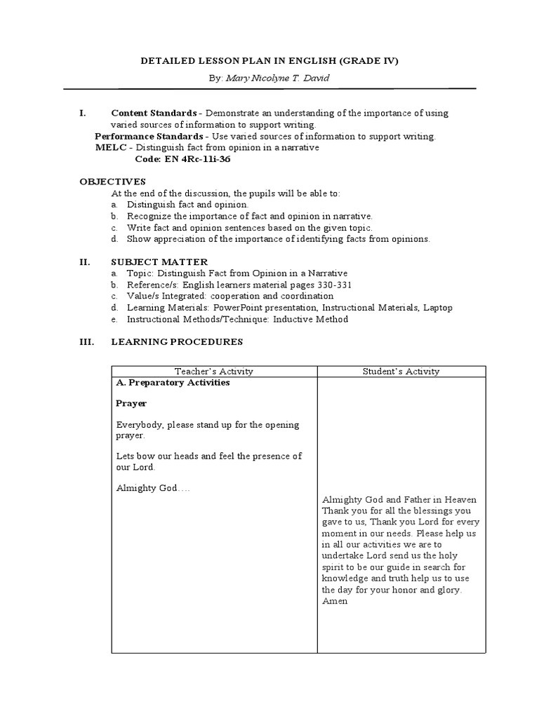 David Final LP English Public | PDF | Narrative | Learning