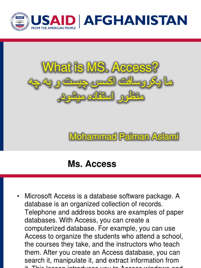 Ms Access Training Present A Ion | PDF | Microsoft Access | File Format