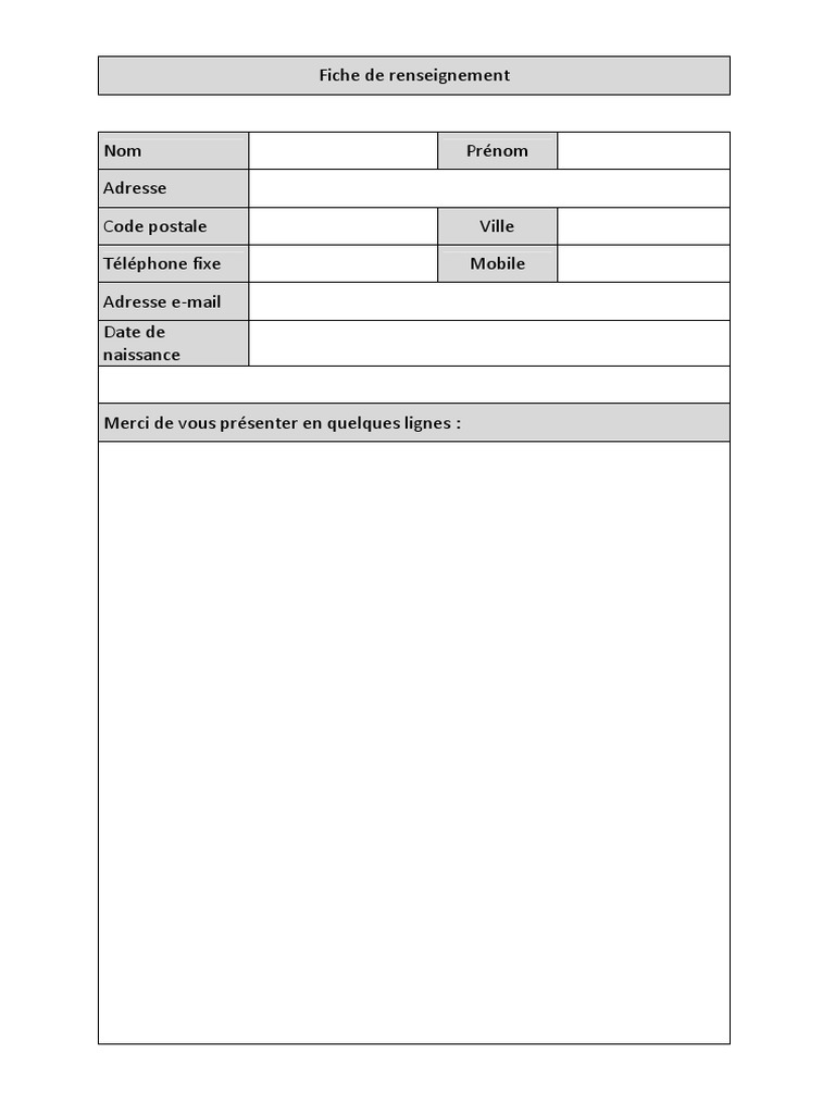 Fiche de Renseignement-word Encyclopedie Parole | PDF