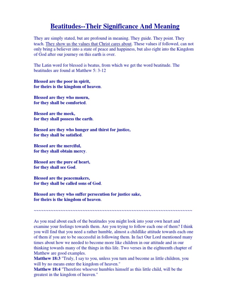 The Beatitudes Pdf Jesus Mercy