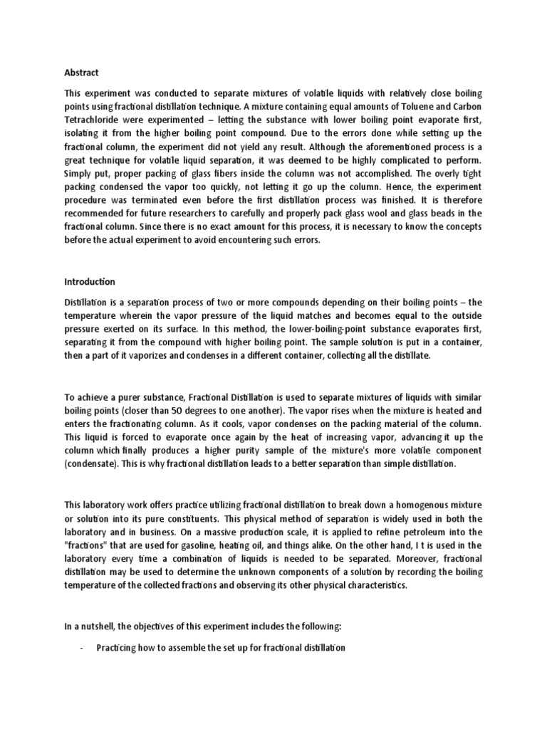 Experiment 4 Lab Report Draft | PDF | Distillation | Evaporation