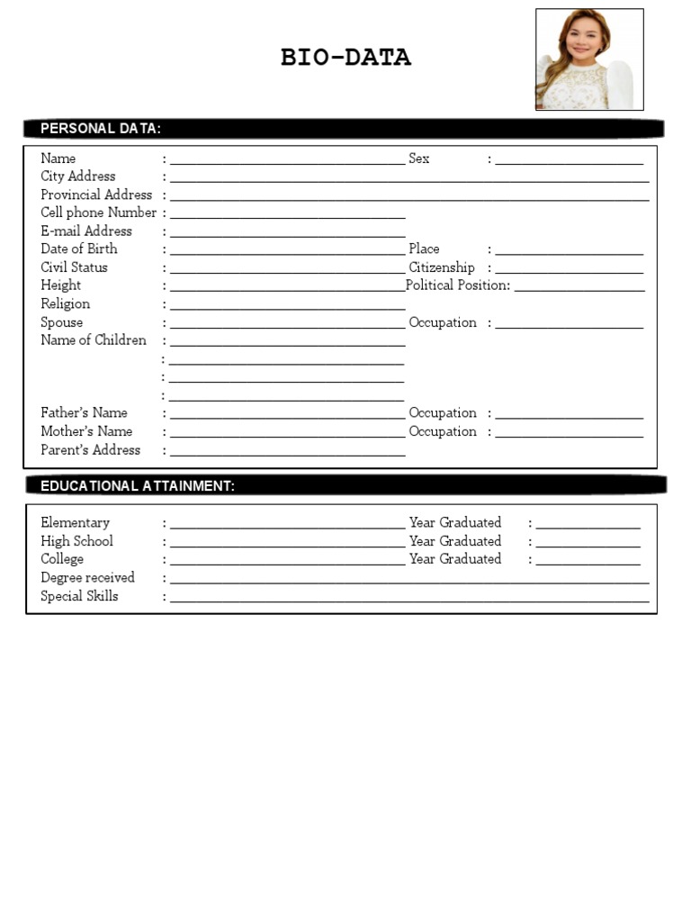 Blank Biodata Form