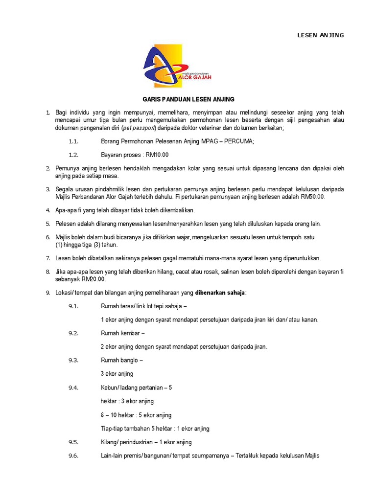 Garis Panduan Pelesenan Anjing | PDF