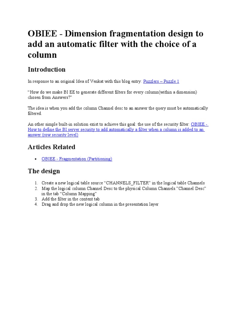 Obiee Logical Table Mappings Pdf Database Index Table Database