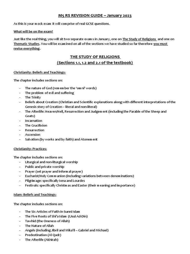 M5 RS Revision Guide - Jan 2023 | PDF | Marriage | Argument