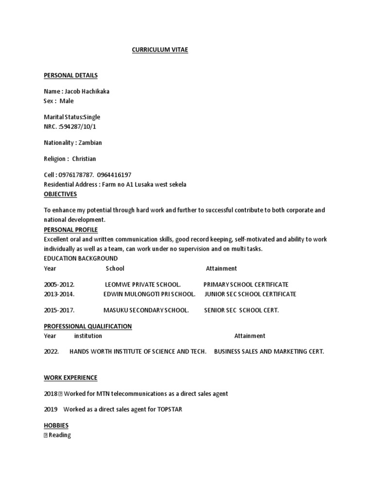 Jacob CV 2023 | PDF | Career & Growth | Social Science