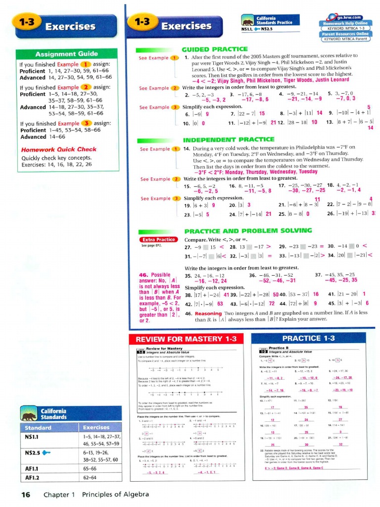 Pre Algebra 1.3 Exercises | PDF